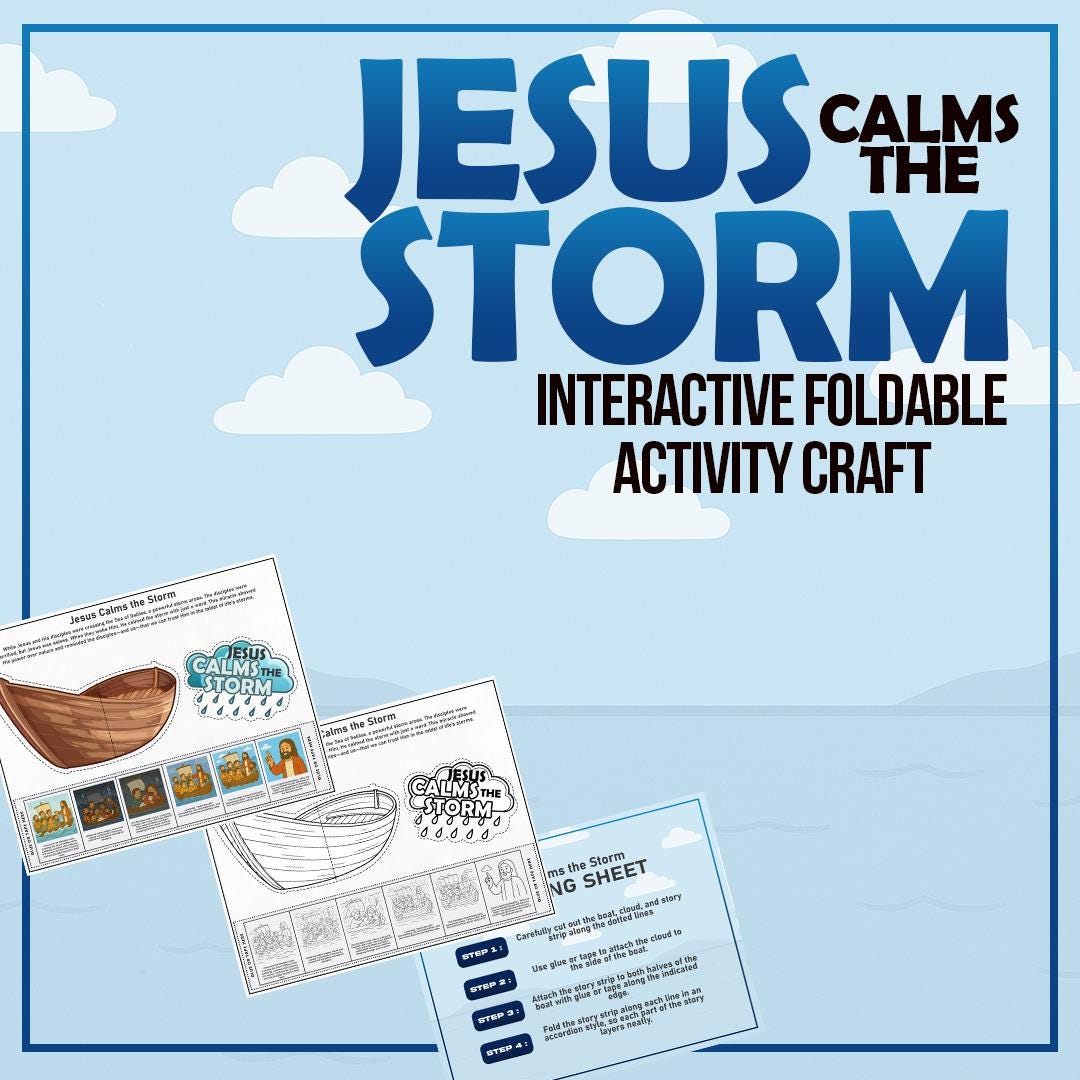 Instant Download Jesus Calms the Storm Foldable Craft Activity, Great ...