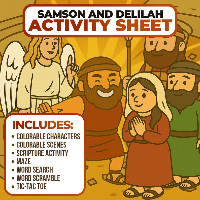 Samson and Delilah Activity Sheet – Instant Download, Great Craft for ...