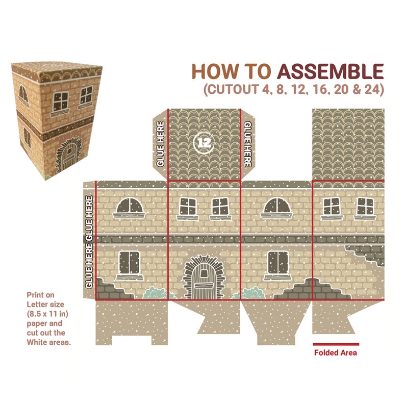 Printable Bethlehem Advent Calendar Village, Biblical Christmas Craft ...