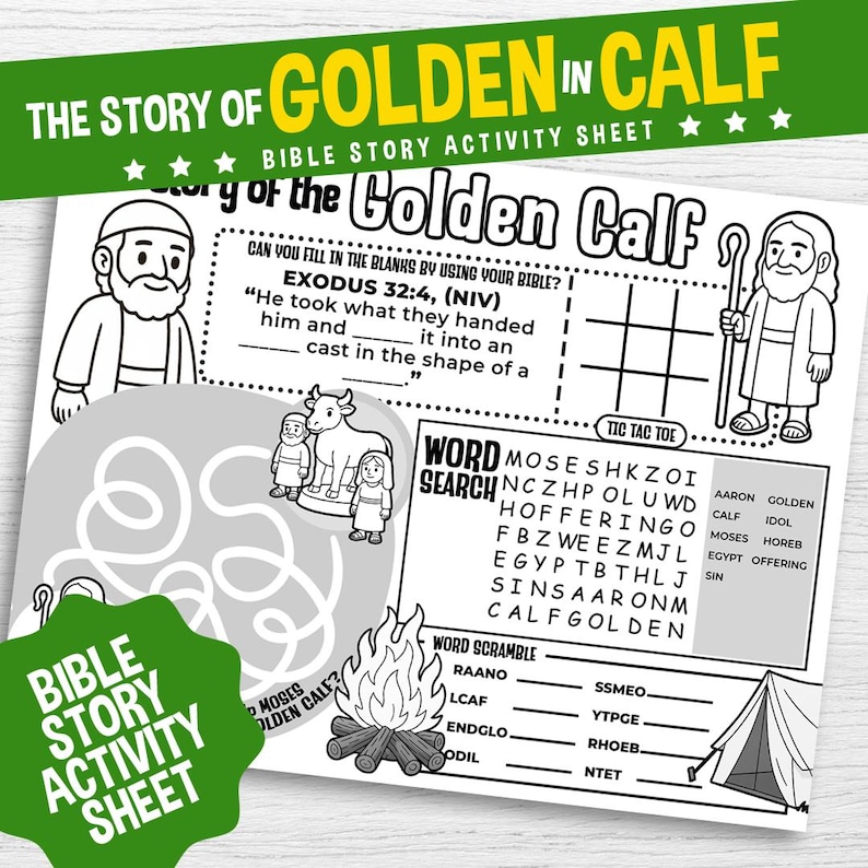 Golden Calf Activity Sheet – Instant Download, Great Craft for ...