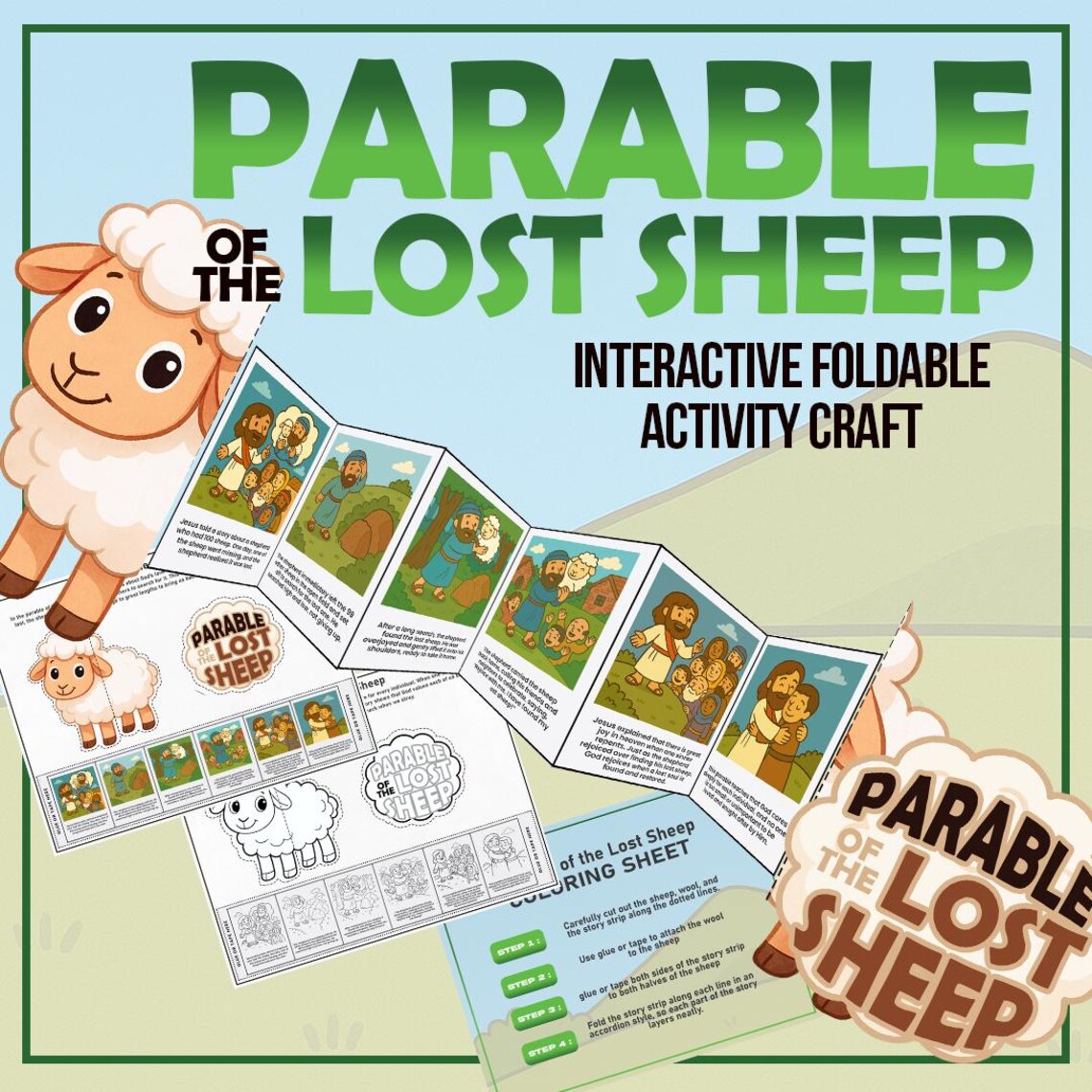 Instant Download Parable of the Lost Sheep Foldable Craft Activity ...