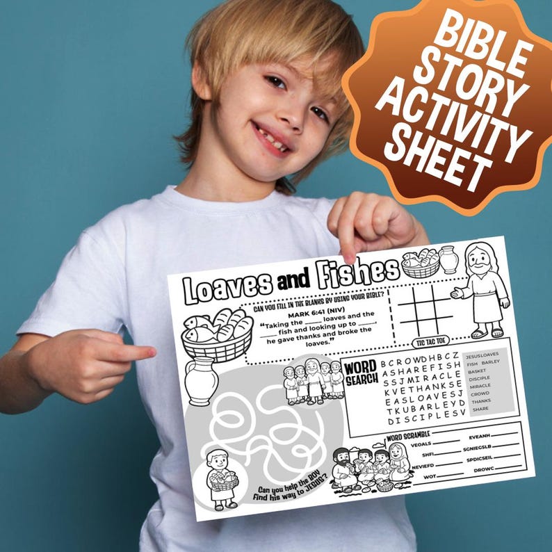Loaves and Fishes Activity Sheet, Instant Download Bible Printable ...