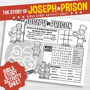 Joseph in Prison Activity Sheet – Instant Download, Great Craft for ...