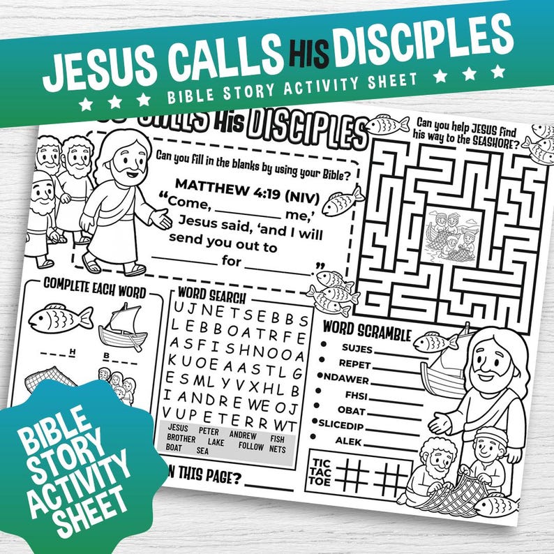 Jesus Calls His Disciples Activity Sheet – Instant Download, Great ...