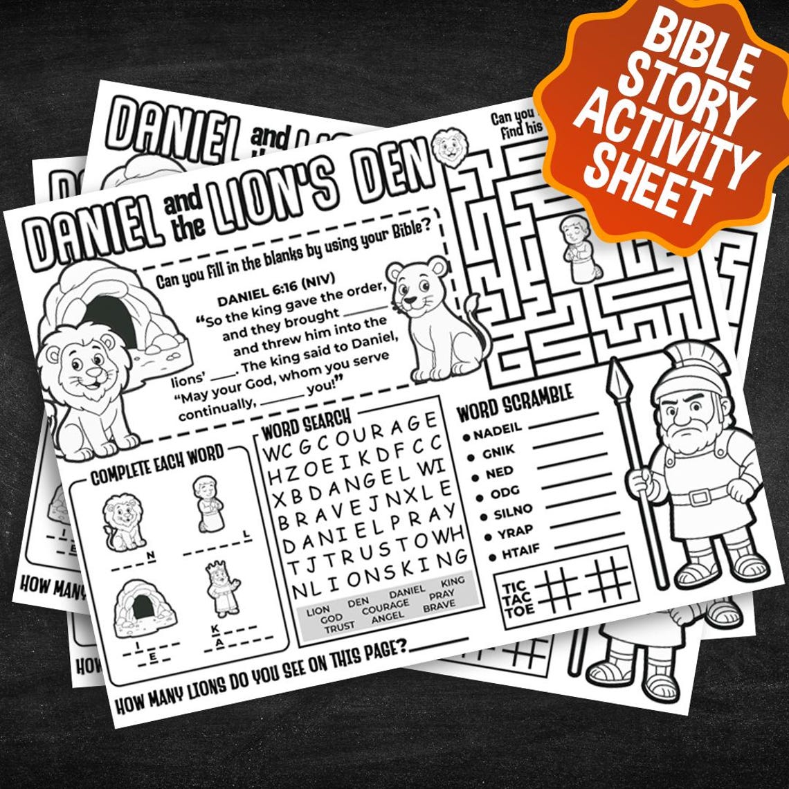 Daniel and the Lions Den Activity Sheet – Instant Download, Great Craft ...
