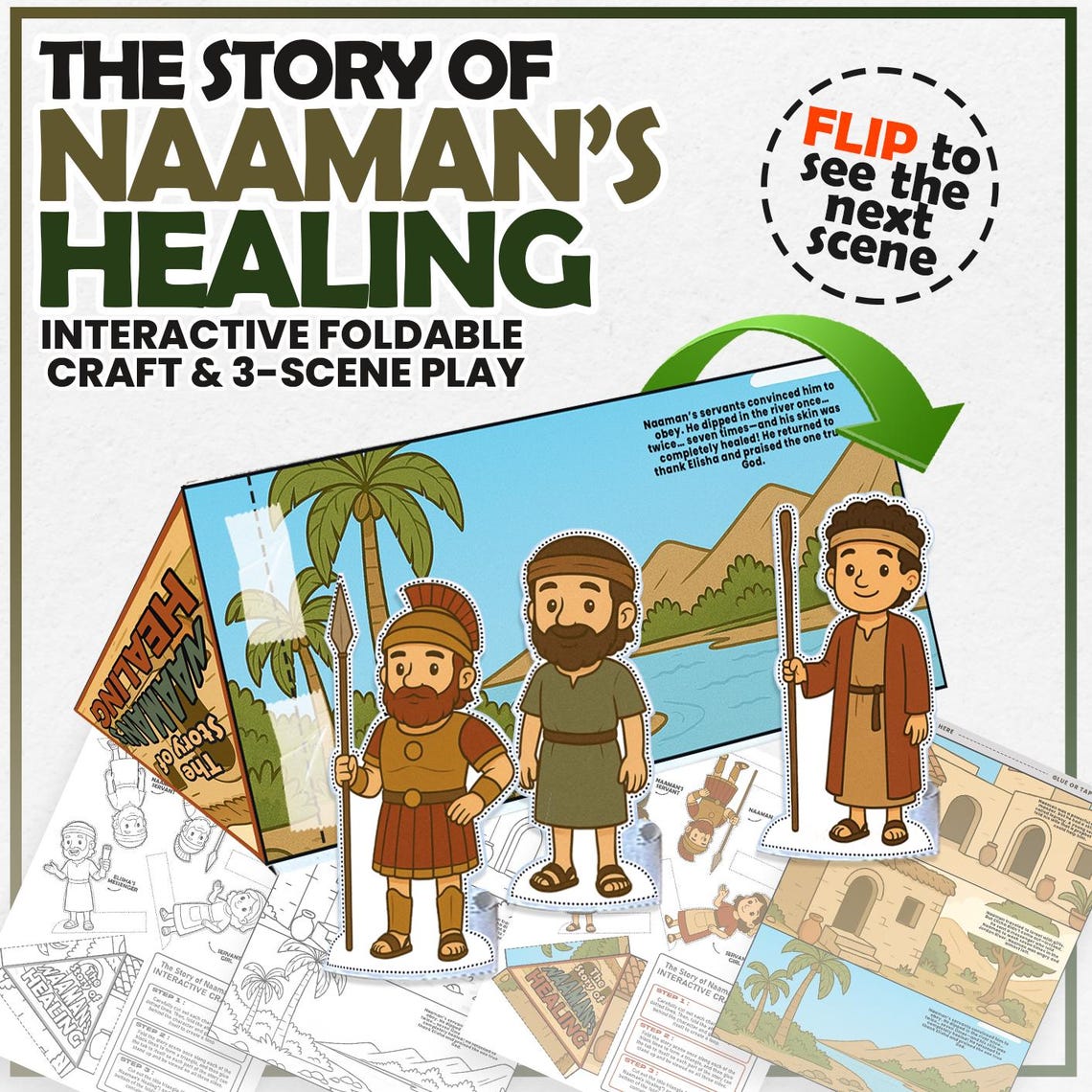 Naaman is Healed Bible Story Craft | Finger Puppets, Paper Dolls ...