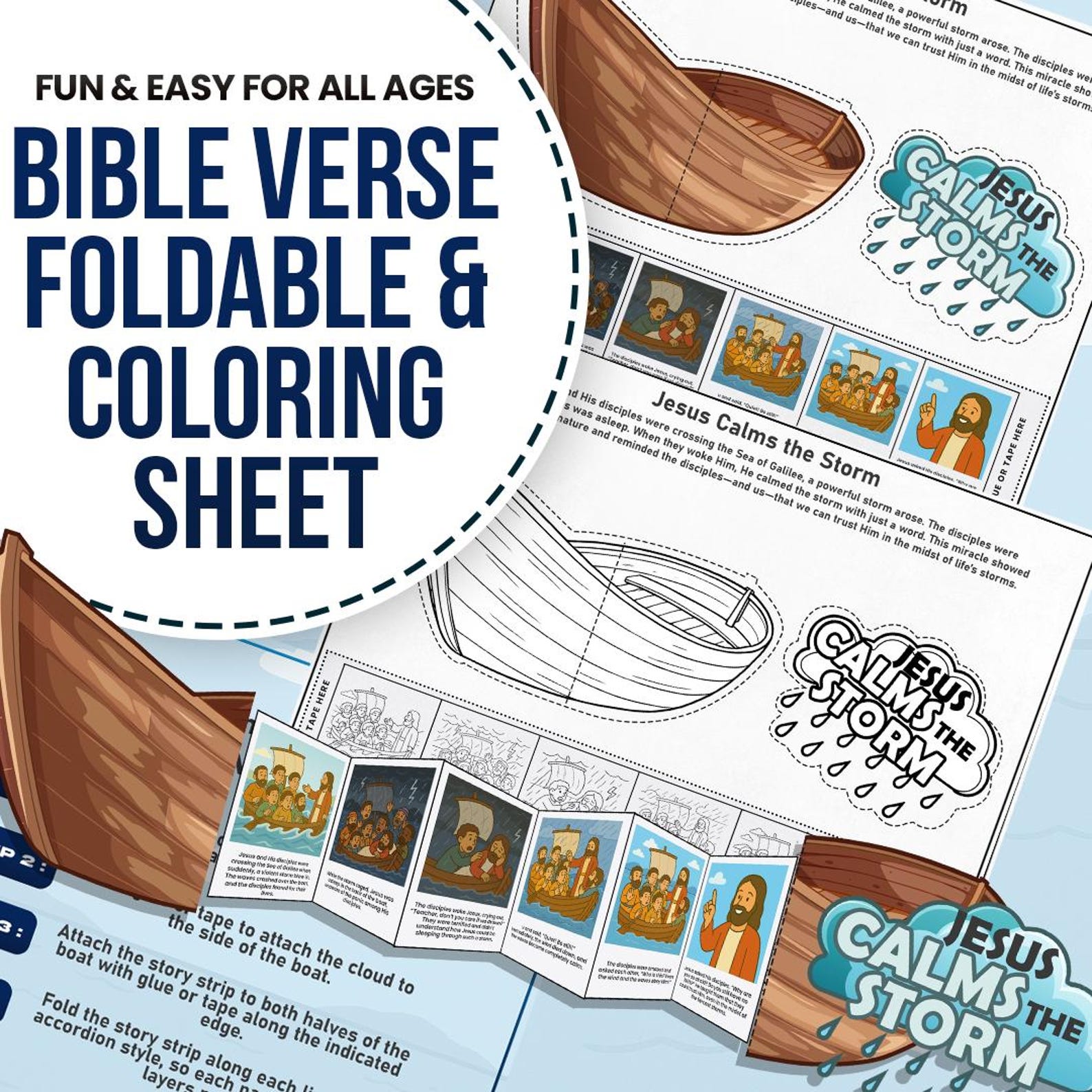 Instant Download Jesus Calms the Storm Foldable Craft Activity, Great ...