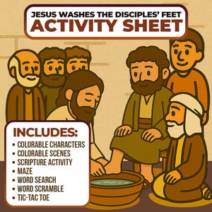 Jesus Washes the Disciples Feet Activity Sheet – Instant Download ...