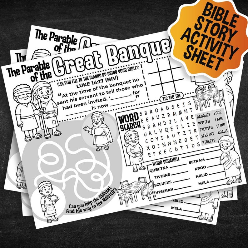 Great Banquet Parable Activity Sheet – Instant Download, Great Craft ...