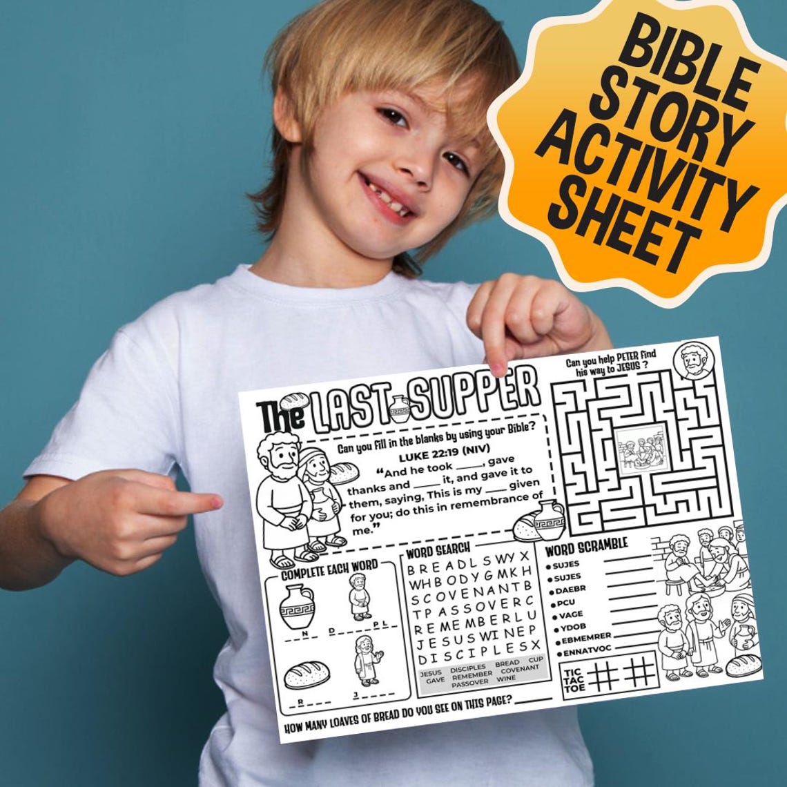 The Last Supper Activity Sheet – Instant Download, Great Craft for ...