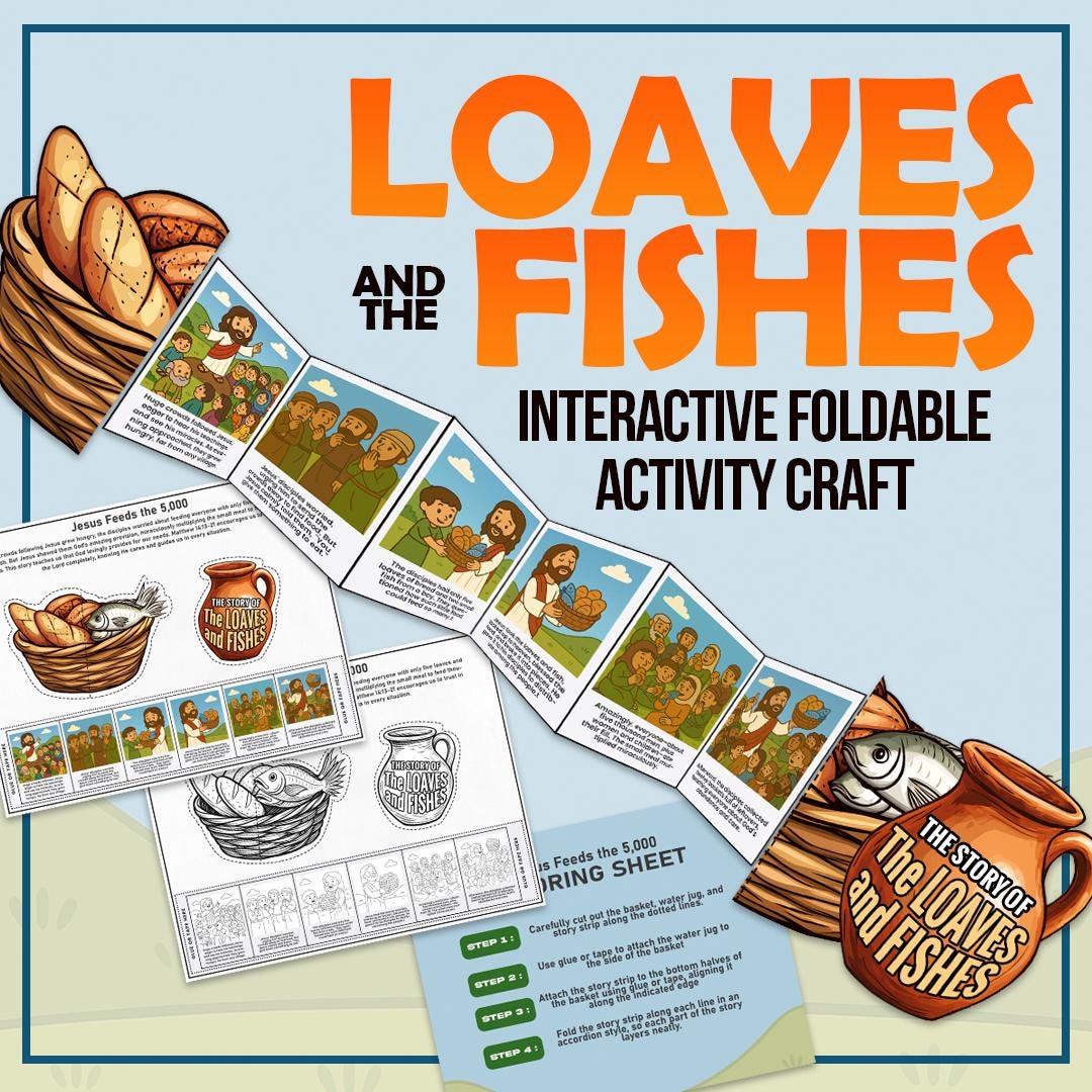 Instant Download Jesus Feeds the 5000/loaves and Fishes Foldable Craft ...