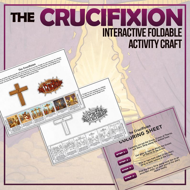 Crucifixion Craft Printable, Jesus on the Cross Bible Story Activity ...