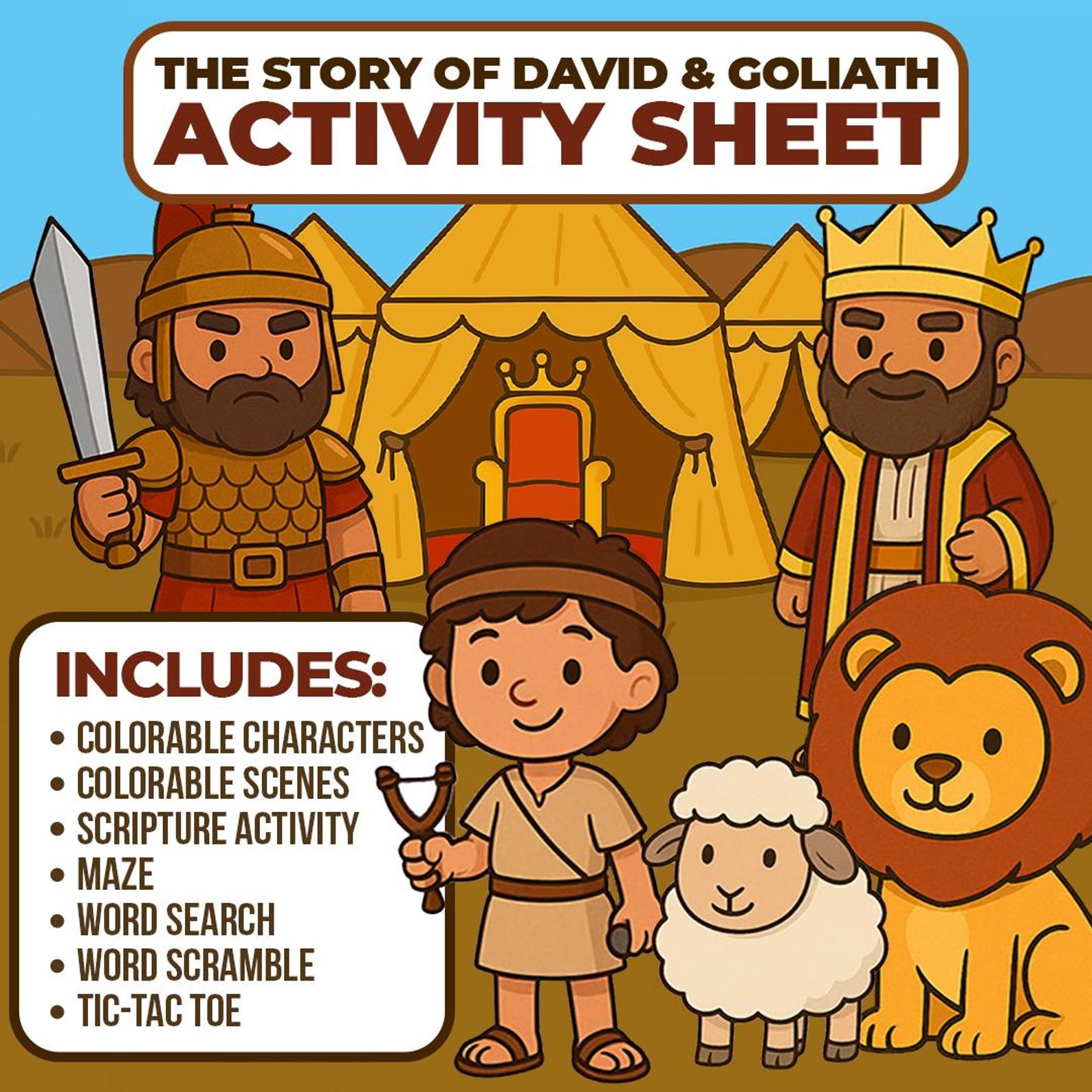David and Goliath Activity Sheet – Instant Download, Great Craft for ...