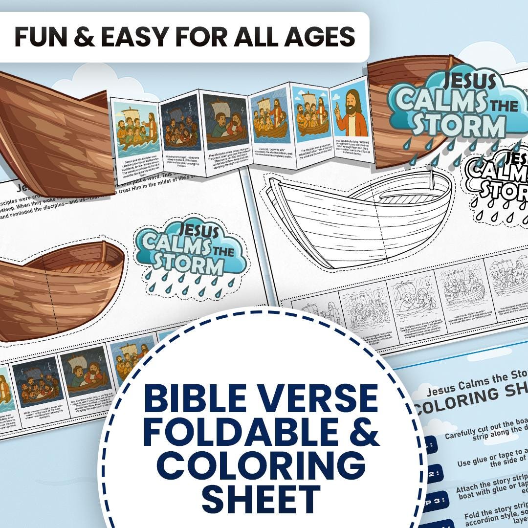 Instant Download Jesus Calms the Storm Foldable Craft Activity, Great ...