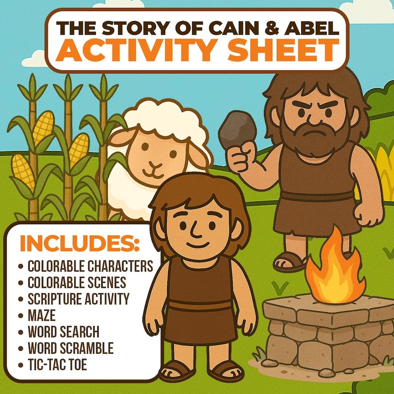 Cain and Abel Activity Sheet – Instant Download, Great Craft for ...