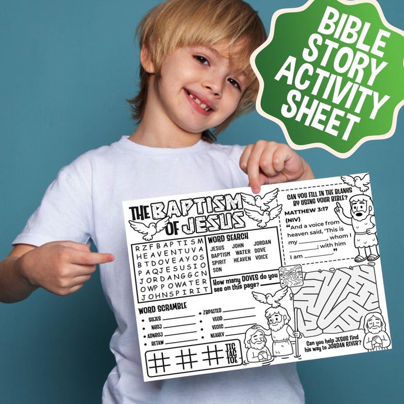 The Baptism of Jesus Activity Sheet – Instant Download, Great Craft for ...