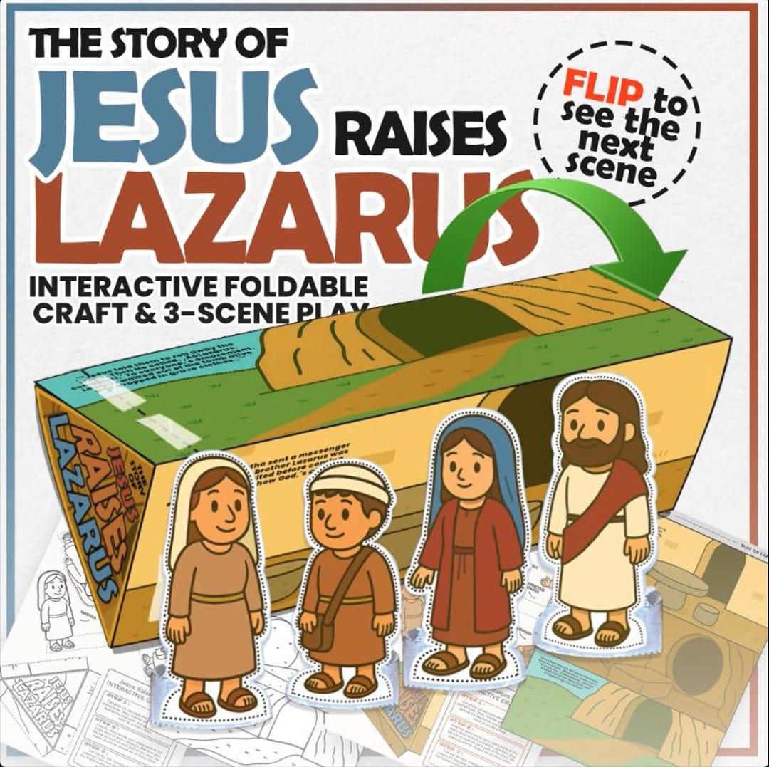 Jesus Raises Lazarus Finger Puppet Craft Instant Download, Interactive ...