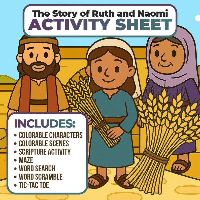 Ruth and Naomi Activity Sheet – Instant Download, Great Craft for ...