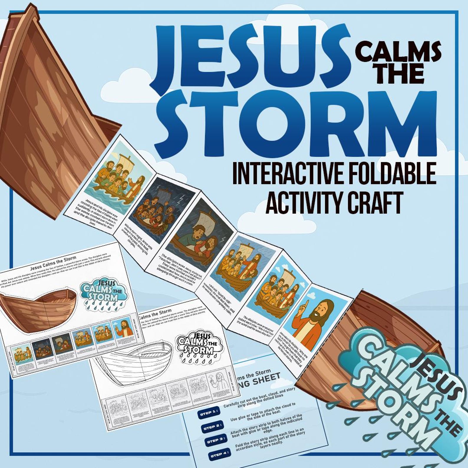 Instant Download Jesus Calms the Storm Foldable Craft Activity, Great ...