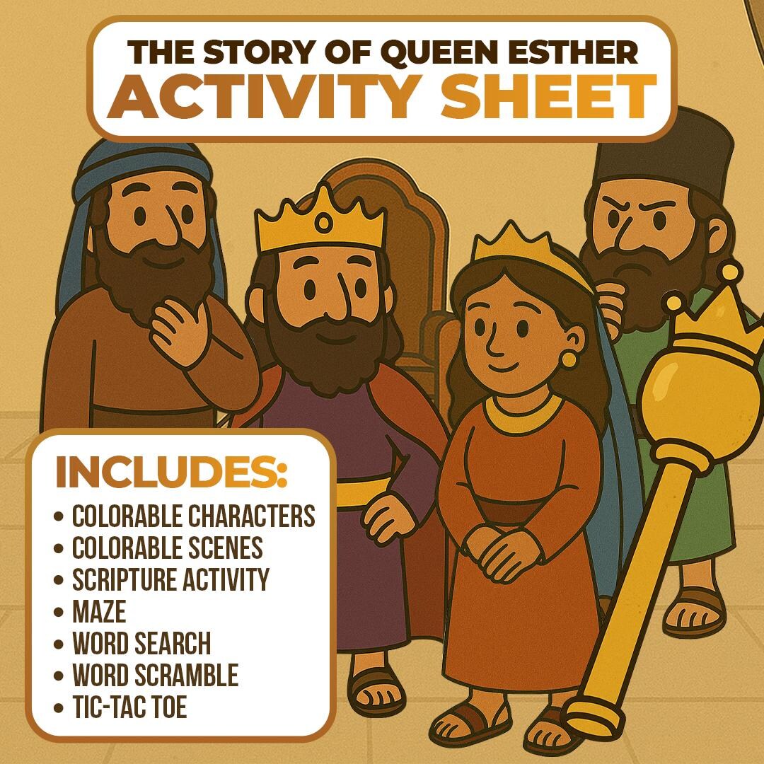 Queen Esther Activity Sheet – Instant Download, Great Craft for ...