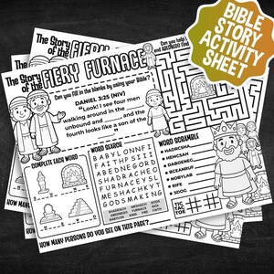 Fiery Furnace Bible Activity Sheet – Instant Download, Great Craft for ...