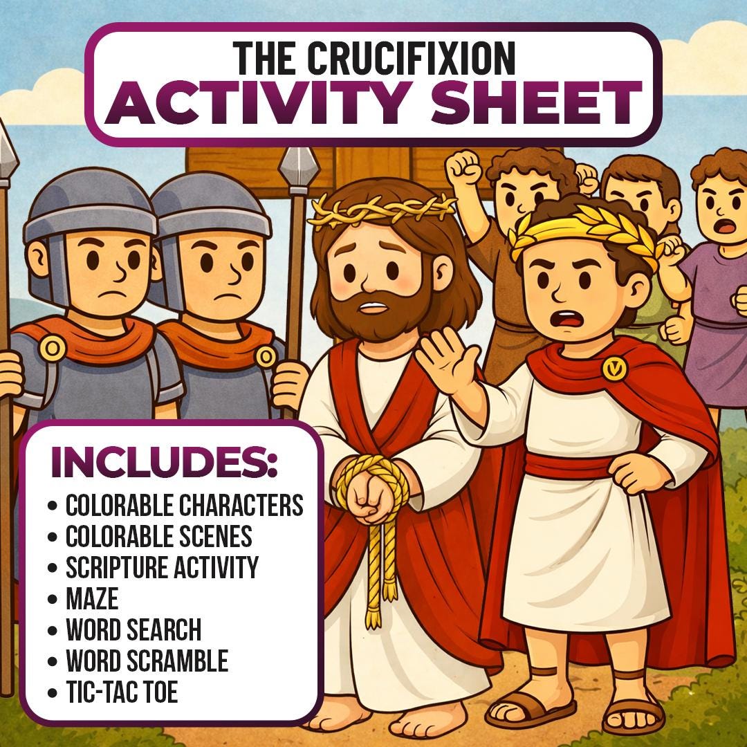 Crucifixion of Jesus Craft Printable, Bible Story Activity Page, Sunday ...
