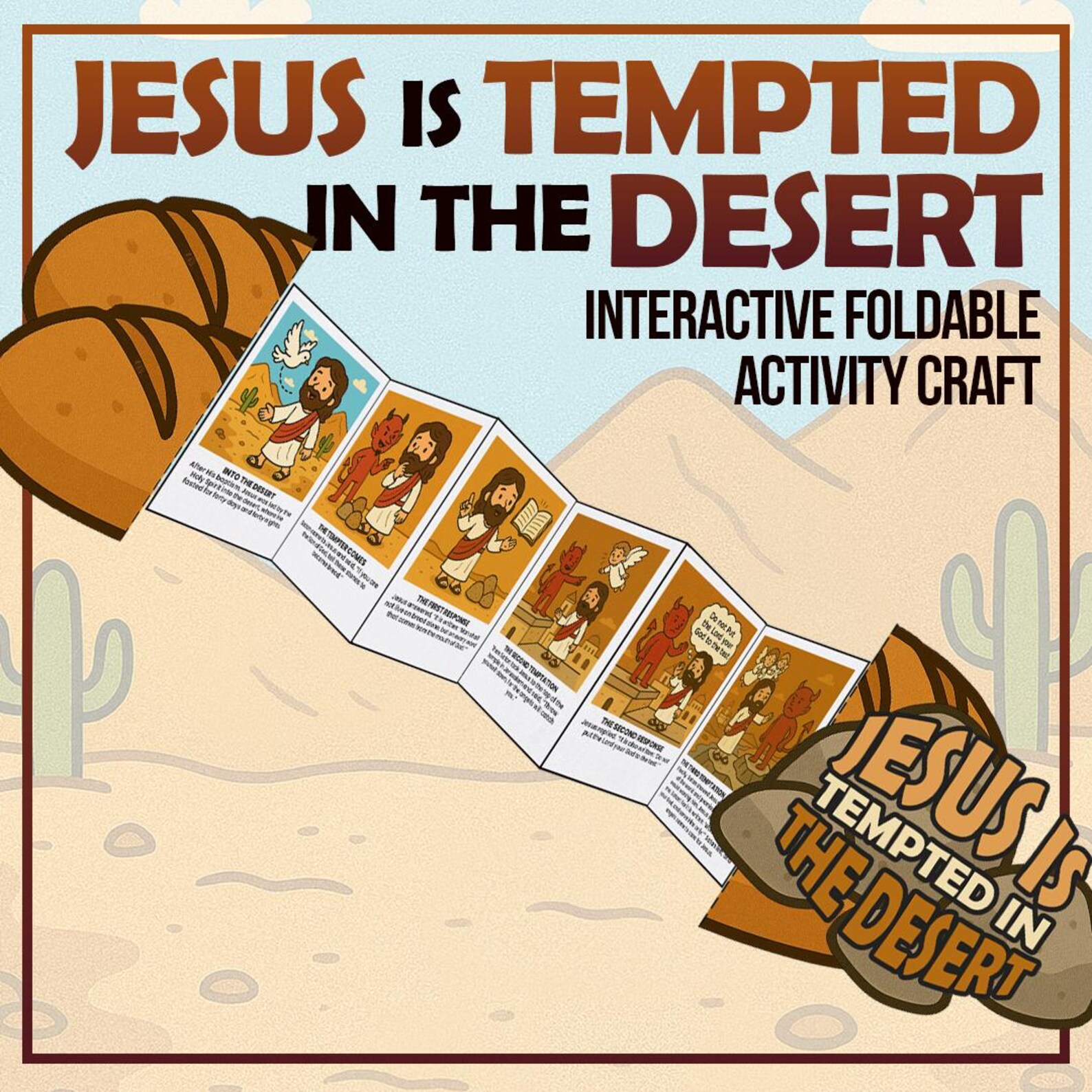 Jesus Tempted in the Desert Craft Instant Download, Great for Christian ...