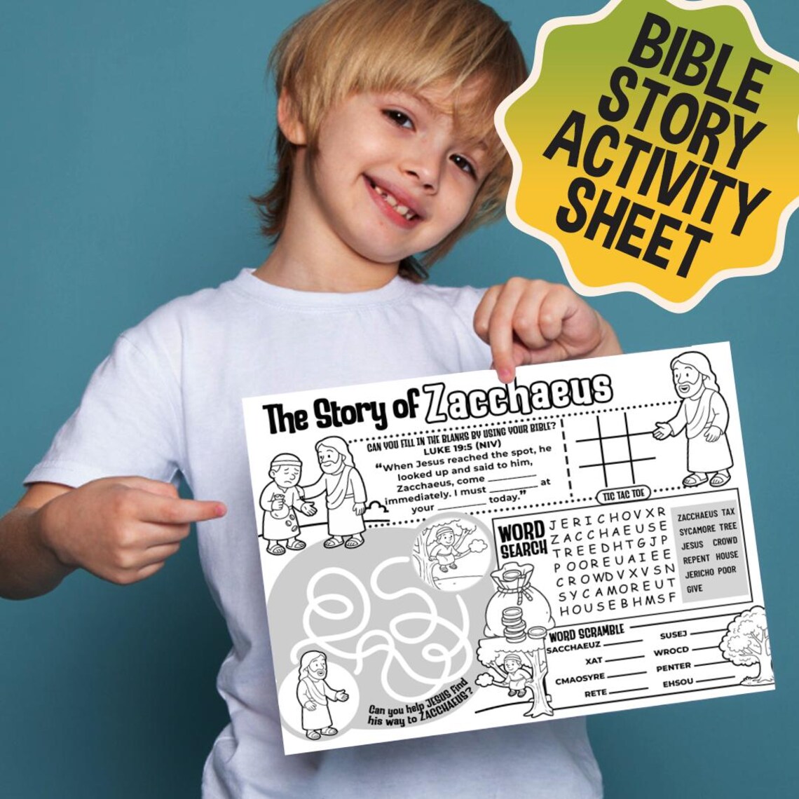 Zacchaeus Bible Activity Sheet – Instant Download, Great Craft for ...