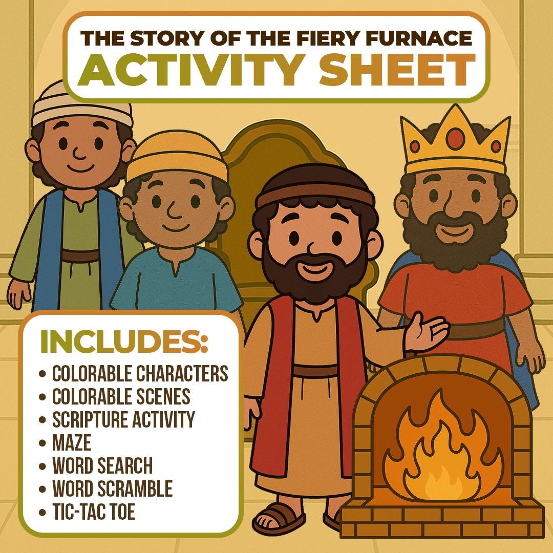 Fiery Furnace Bible Activity Sheet – Instant Download, Great Craft for ...