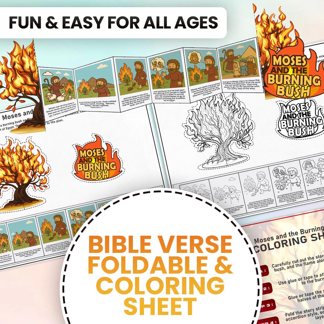 Instant Download Moses and the Burning Bush Foldable Craft Activity ...