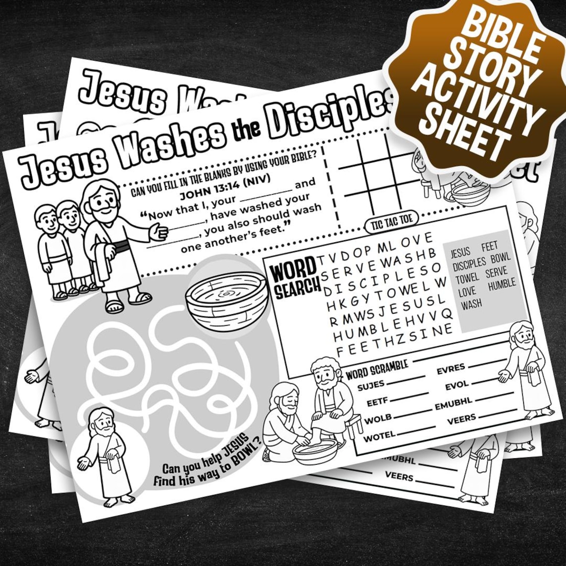 Jesus Washes the Disciples Feet Activity Sheet – Instant Download ...