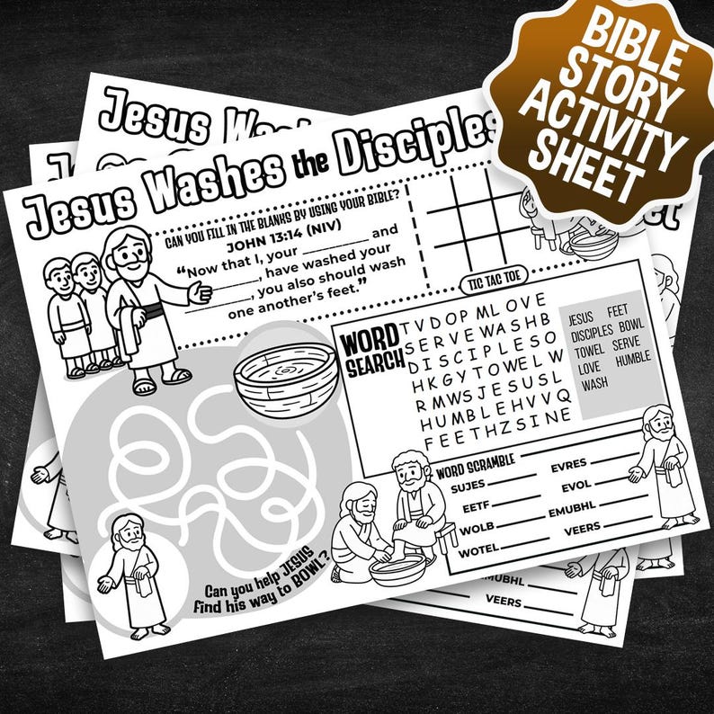 Jesus Washes the Disciples Feet Activity Sheet – Instant Download ...