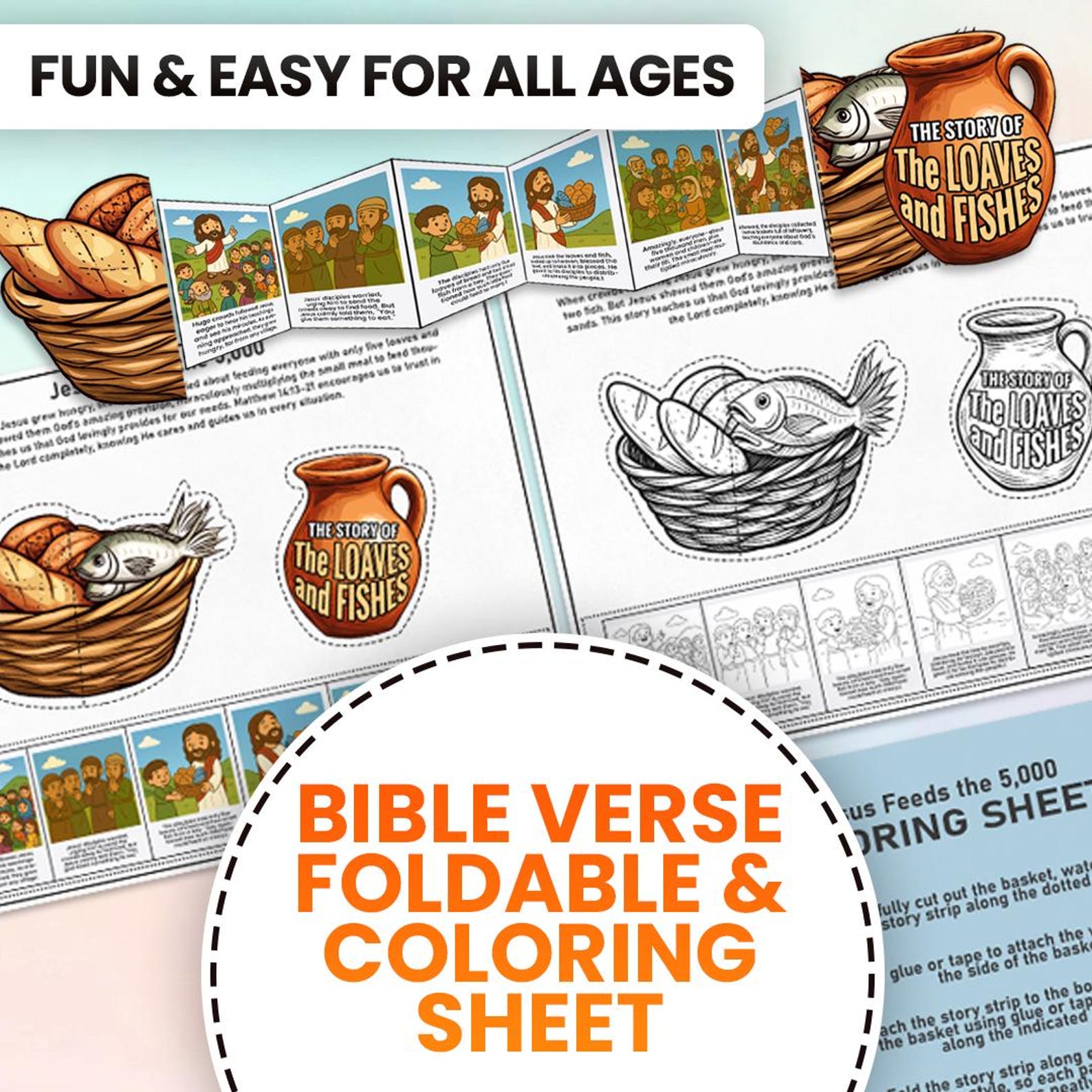 Instant Download Jesus Feeds the 5000/loaves and Fishes Foldable Craft ...