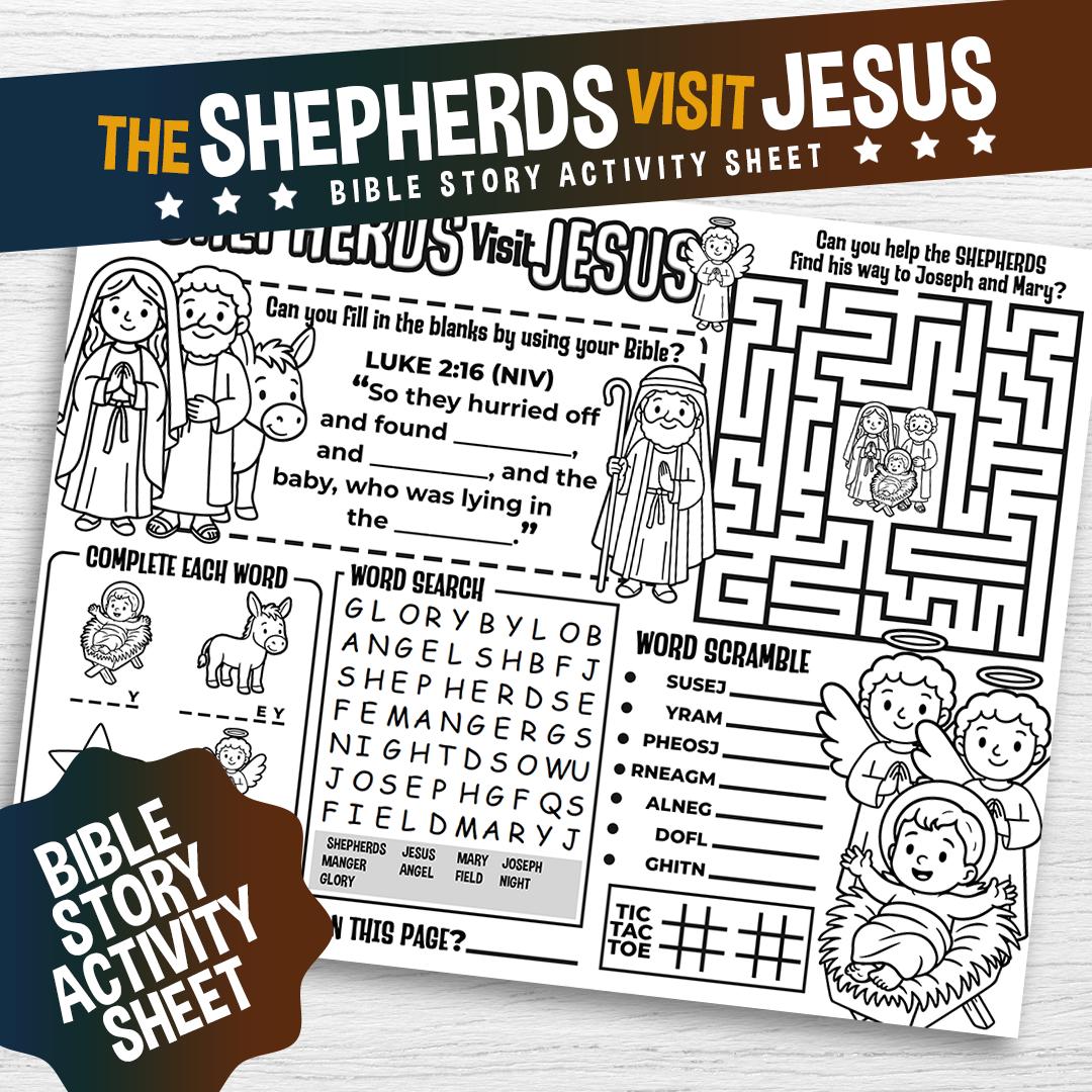 Shepherds Visit Jesus Activity Sheet – Instant Download, Great Craft ...