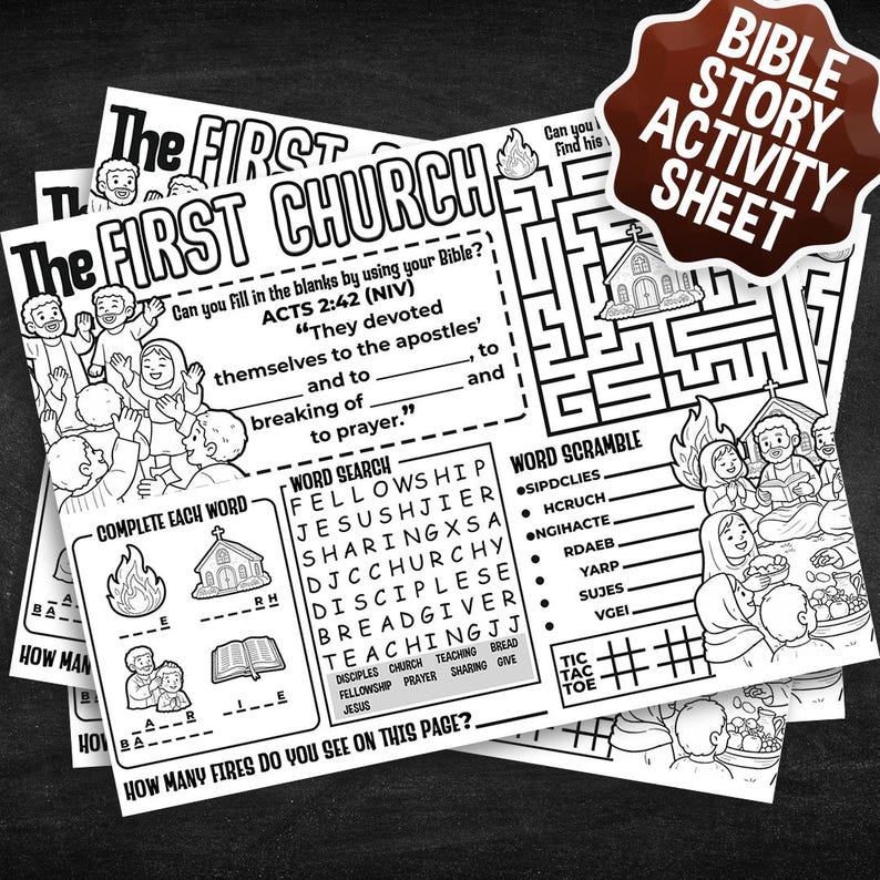 Early Church Craft Printable, Bible Activity Page for Kids, Sunday ...