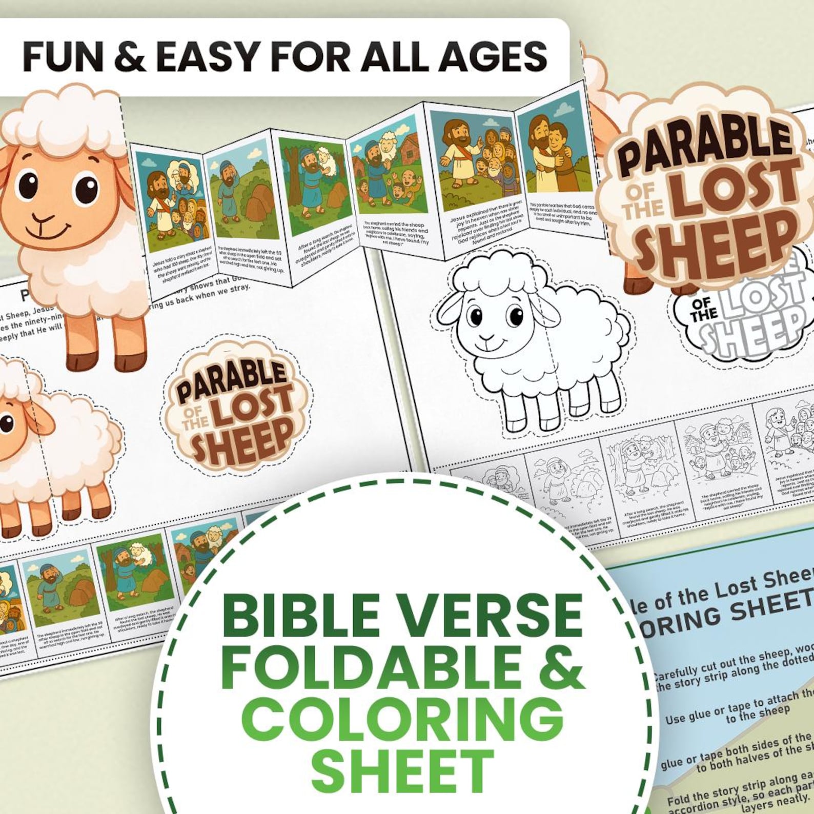 Instant Download Parable of the Lost Sheep Foldable Craft Activity ...