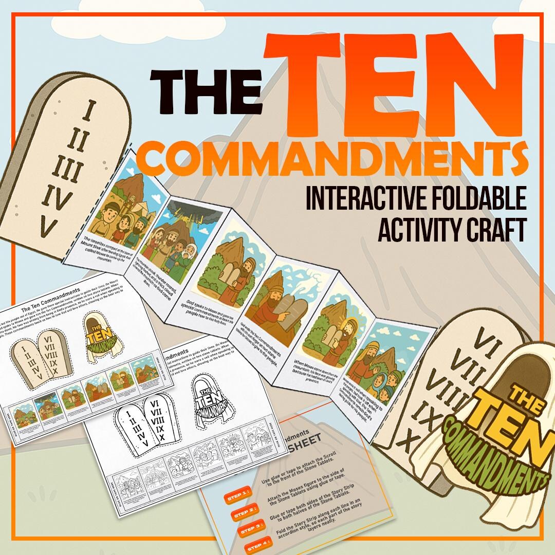 Ten Commandments Foldable Craft: Bible Story Activity (digital Download ...