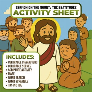 Sermon on the Mount the Beatitudes Activity Sheet – Instant Download ...