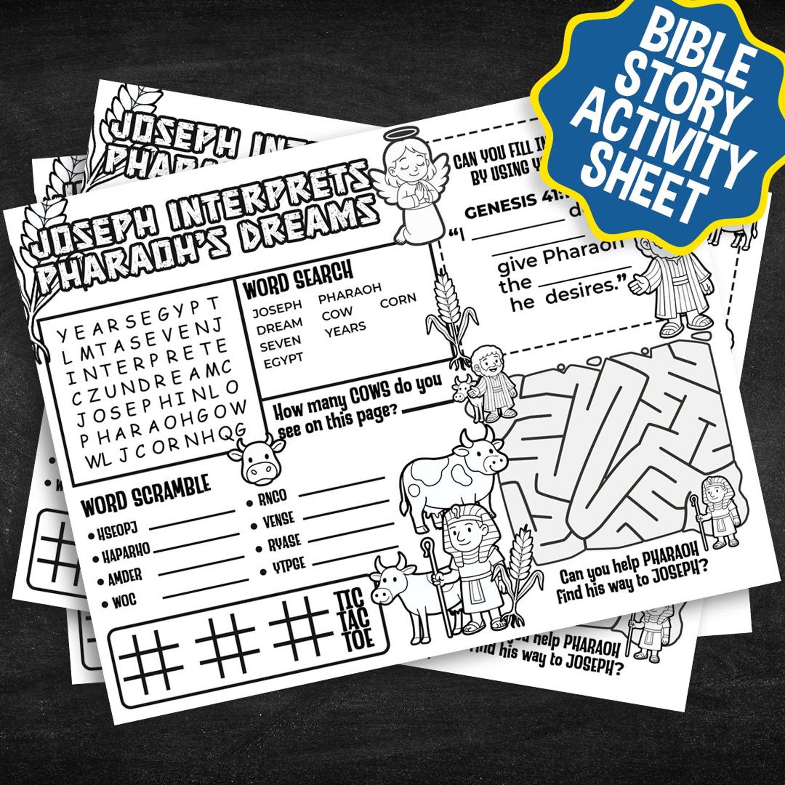 Joseph Interprets Dreams Activity Sheet – Instant Download, Great Craft ...
