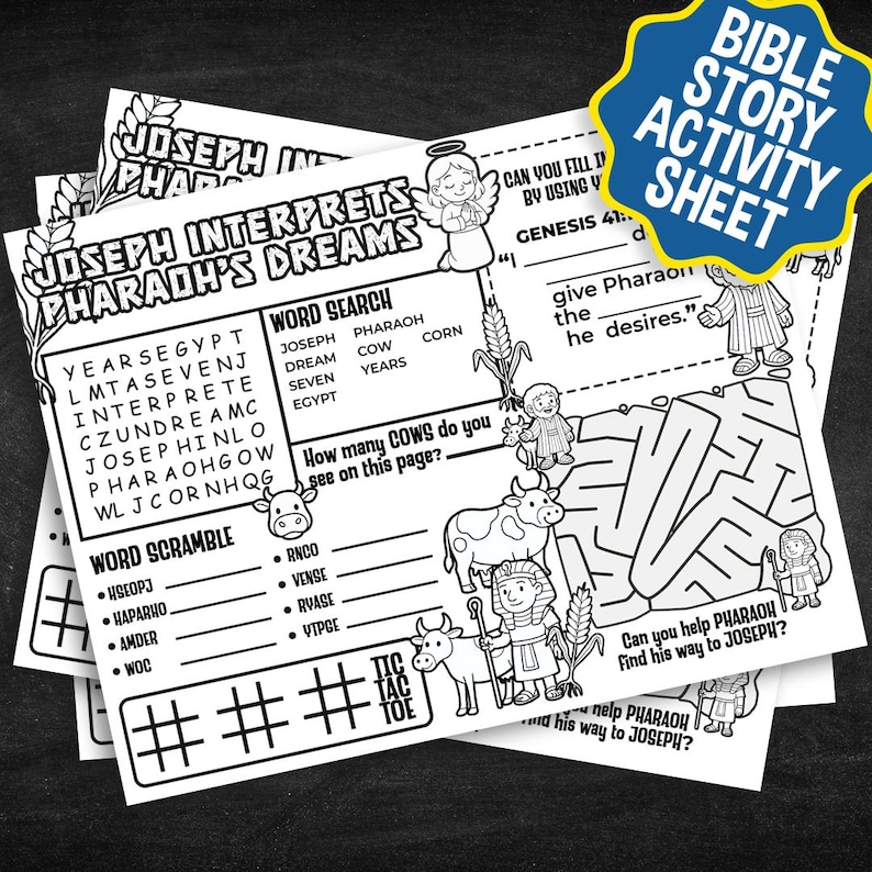 Joseph Interprets Dreams Activity Sheet – Instant Download, Great Craft ...