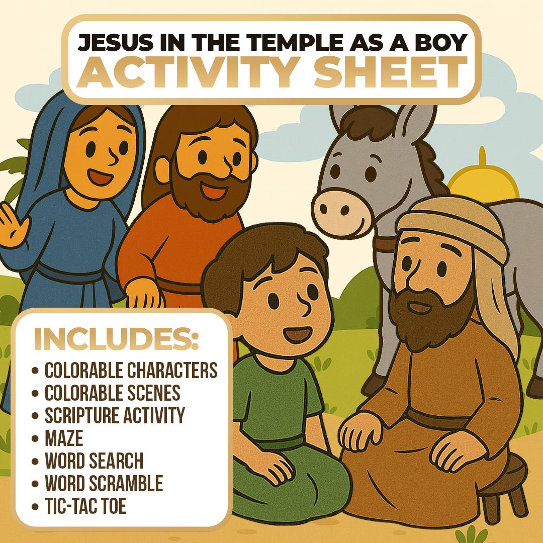Jesus in the Temple as a Boy Activity Sheet – Instant Download, Great ...