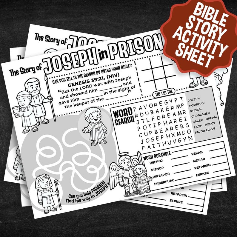 Joseph in Prison Activity Sheet – Instant Download, Great Craft for ...