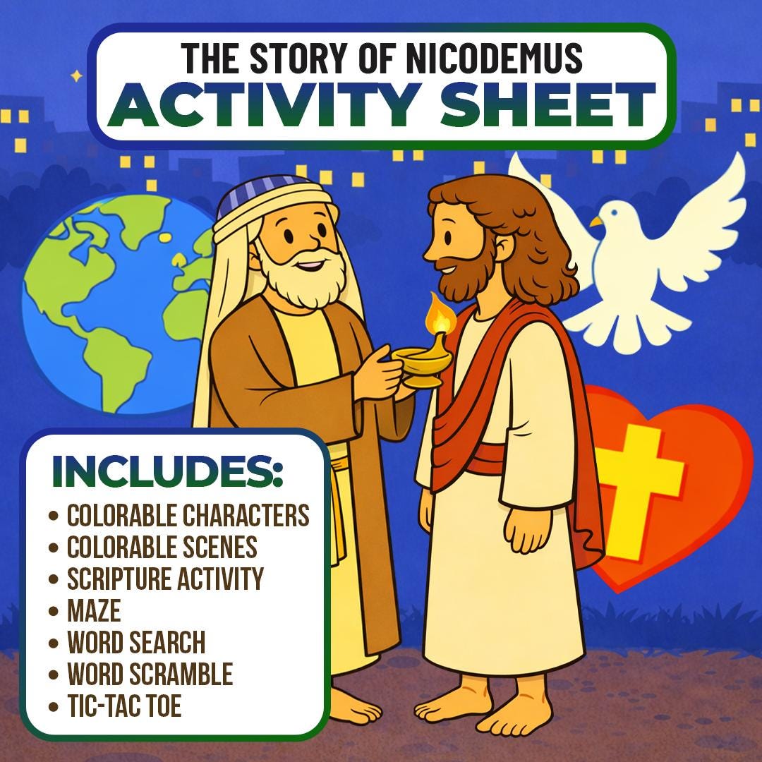 Nicodemus Activity Sheet – Instant Download, Great Craft for Christian ...