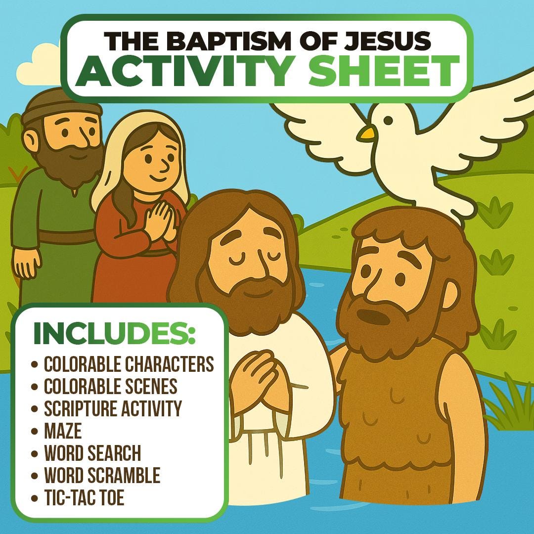 The Baptism of Jesus Activity Sheet – Instant Download, Great Craft for ...