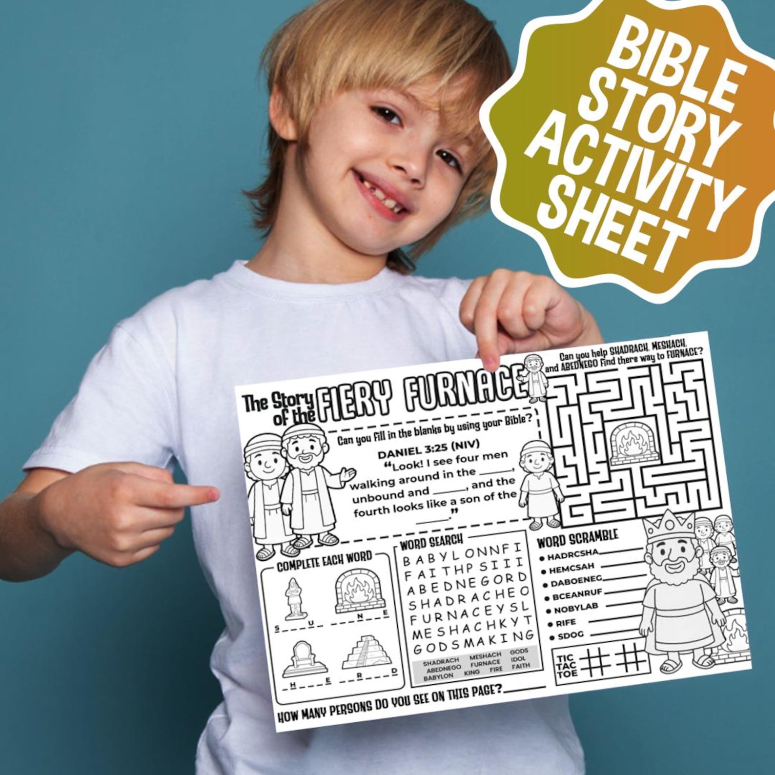 Fiery Furnace Bible Activity Sheet – Instant Download, Great Craft for ...