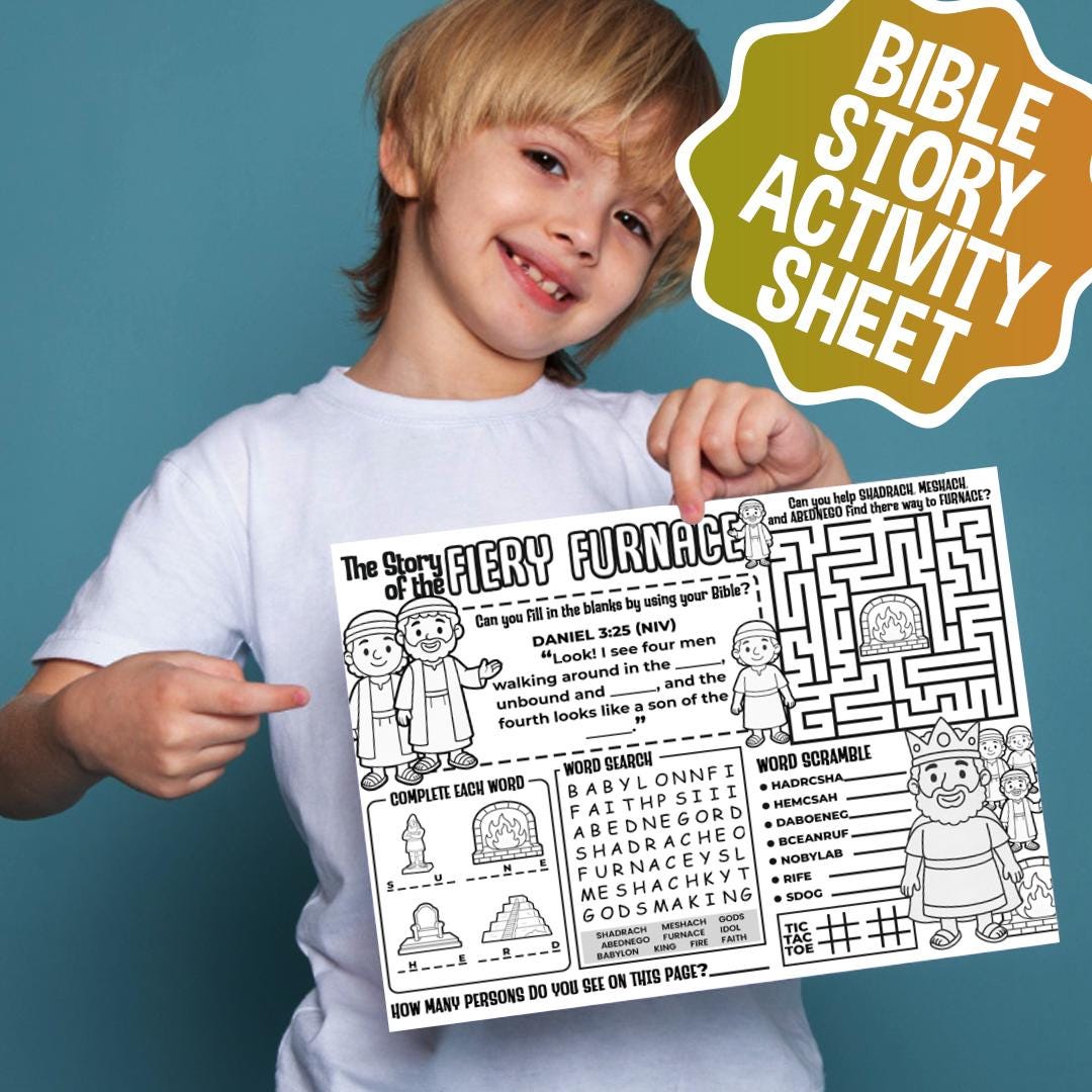 Fiery Furnace Bible Activity Sheet – Instant Download, Great Craft for ...