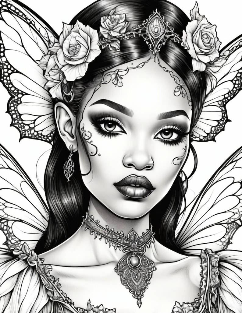 100 Gothic Fairy Printable Coloring Pages - Etsy