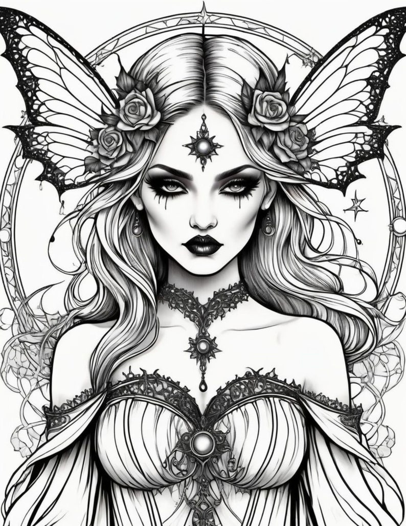 100 Gothic Fairy Printable Coloring Pages - Etsy