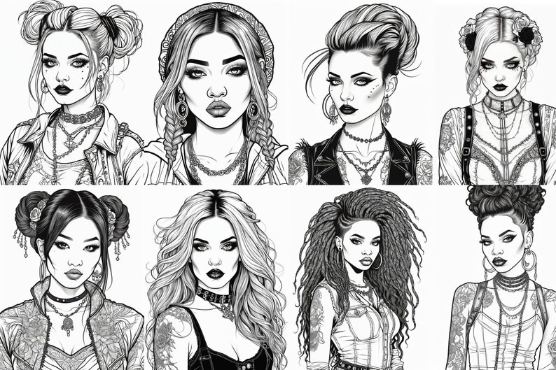 100 Alternative Women Printable Coloring Pages - Etsy