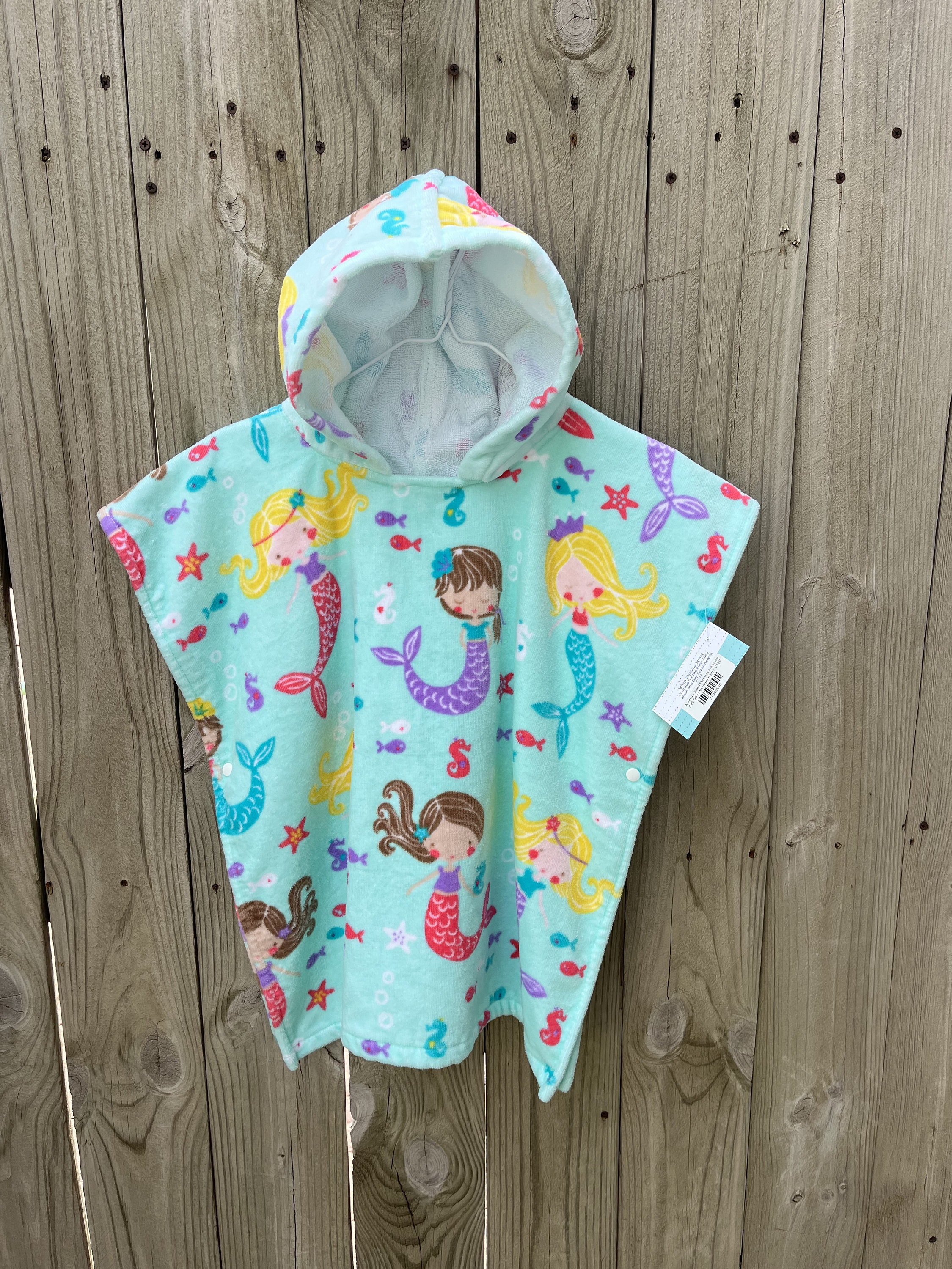 Girls Hooded Towel Poncho Mermaid Fish Side Snaps Standard - Etsy